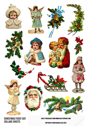 Vintage Victorian Christmas Fussy Cuts • Digital Collage Sheet 2 ...
