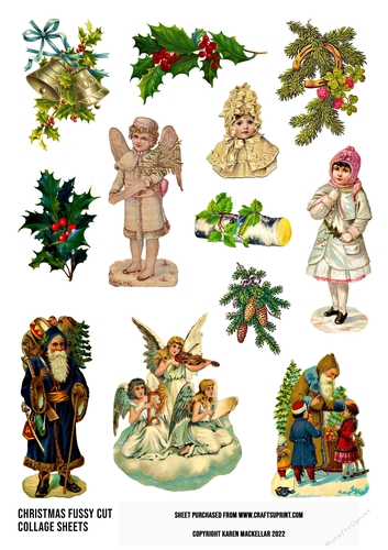 Vintage Victorian Christmas Fussy Cuts • Digital Collage Sheet 3 ...