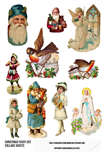 Vintage Victorian Christmas Fussy Cuts • Digital Collage Sheet 4 ...