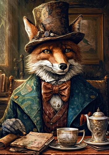 Mr Frederick Fox Vintage Victorian Style Lithograph Anthropomorphic ...