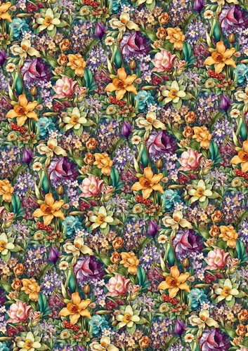 Vibrant Vintage Style Spring Watercolour Florals Pattern Background ...