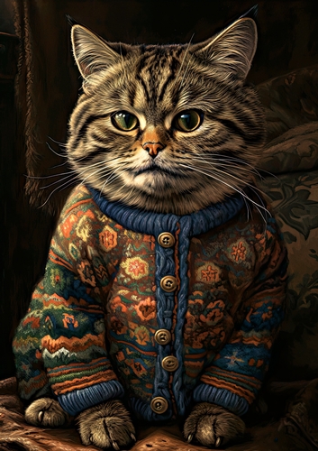 Cornelius Cat Vintage Victorian Style Lithograph Anthropomorphic ...