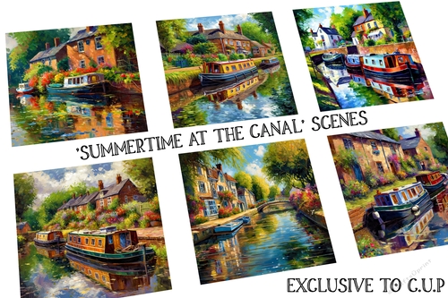 Summertime At The Canal English Style Canal Scene Illustrations ...