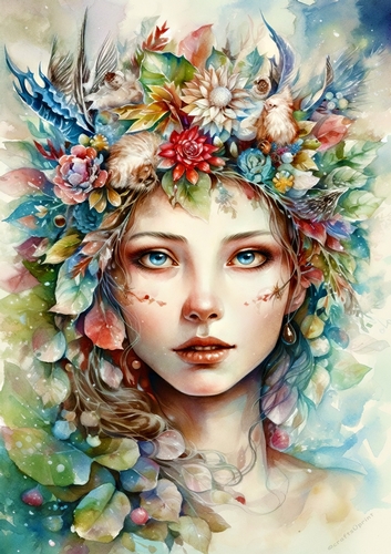 Woodland Fae Fantasy Fairy Illustration • Vintage Watercolor Style ...