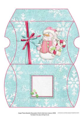 Cute Snowman Christmas Gift Pillow Box - CUP378878_796 | Craftsuprint