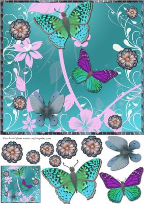 Pretty Flutter Floral Quick Card - CUP304232_1056 | Craftsuprint