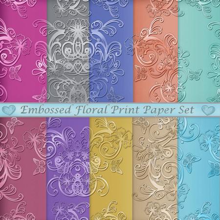 Embossed Floral Paper Set - CUP518777_1056 | Craftsuprint