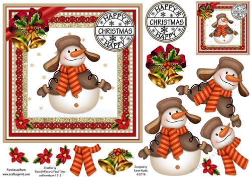 Cheerful Christmas Snowman Topper - CUP727313_1056 | Craftsuprint