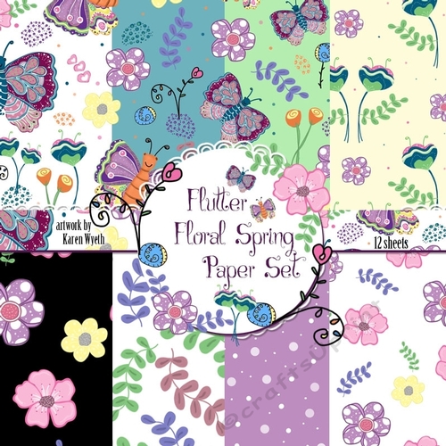 Flutter Floral Spring Paper Set - CUP830186_1056 | Craftsuprint
