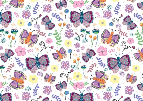 cute floral flutter print paper - CUP832565_1056 | Craftsuprint
