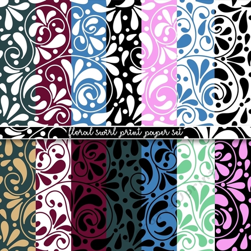 Floral Swirl Print Paper Set - CUP904395_1056 | Craftsuprint