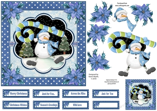 Winter Snowman Candy Cane Topper - CUP909597_1056 | Craftsuprint
