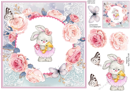 Floral Flutterby Sweet Bunny - CUP915191_1056 | Craftsuprint
