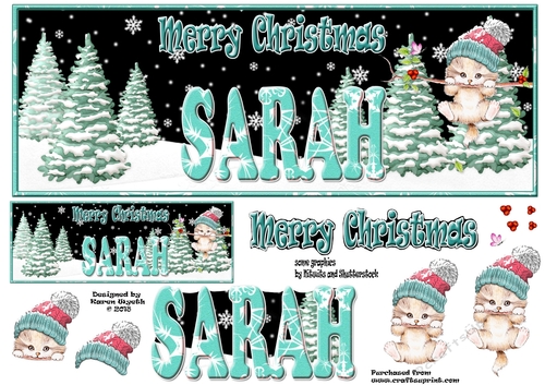Merry Christmas Sarah Kitty DL - CUP927219_1056 | Craftsuprint