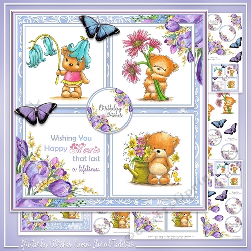 Flutterby Wishes Sweet Floral Teddies - CUP978978_1056 | Craftsuprint