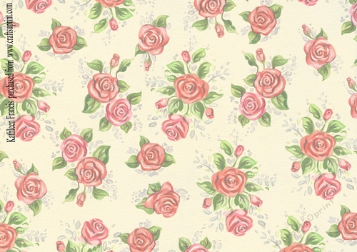 Roses on cream background paper - CUP764321_3369 | Craftsuprint