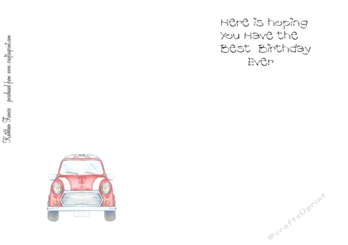 Belated Birthday Red Car Insert - CUP774247_3369 | Craftsuprint