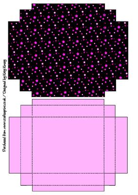 Hot Pink Stars on Black Gift Box with Lid - CUP122135_572 | Craftsuprint