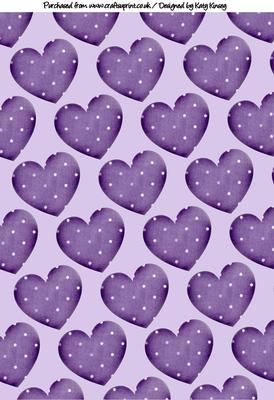 Purple Polka Hearts Background Sheet - CUP168549_572 | Craftsuprint