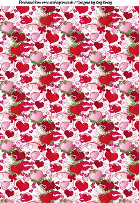 Love Hearts & Kisses Backing Paper in Pink - CUP173985_572 | Craftsuprint