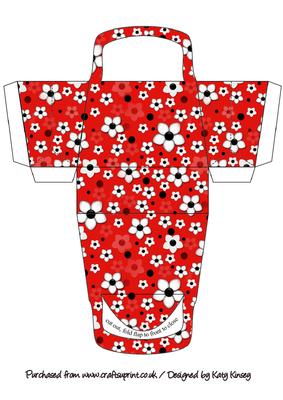 Daisy Dots in Red 3D Handbag Shaped Gift Box - CUP194274_572 | Craftsuprint