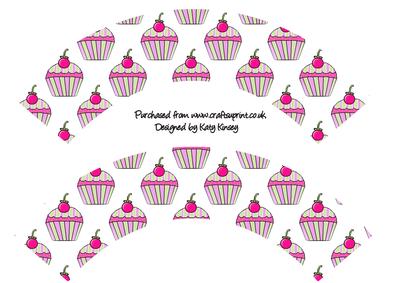 Cherry Cupcake Stripe Green Cupcake Wrappers - CUP196026_572 | Craftsuprint