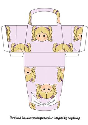 Little Girl 3D Handbag Gift Box Blonde Hair - CUP300765_572 | Craftsuprint