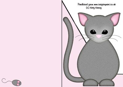 Cute Cat and Mouse Shaped Front A5 Print and Fold Card - CUP84326_572 ...