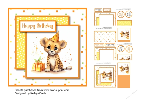 Cute Cheetah Birthday Card Mini Kit - CUP1274138_114308 | Craftsuprint