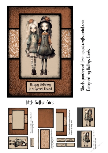 Little Gothic Girls Greeting Card Mini Kit - CUP1291205_114308 | Craftsuprint