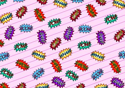 Comic Book Text on Pink Stripes Backing Paper - CUP558916_1028 ...