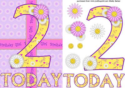 Two Today Birthday Daisies A5 Decoupage - CUP631186_1028 | Craftsuprint