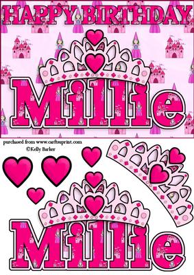 Birthday Princess A5 Name Card Millie - CUP638177_1028 | Craftsuprint