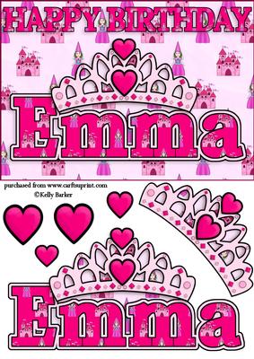 Birthday Princess A5 Name Card Emma - CUP639006_1028 | Craftsuprint