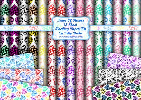 Rows of Hearts 15 Sheet Background Backing Paper Kit - CUP661528_1028 ...