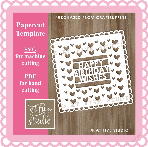 Happy Birthday Wishes - Hearts Pattern Scallop Edge - Machine & Hand ...