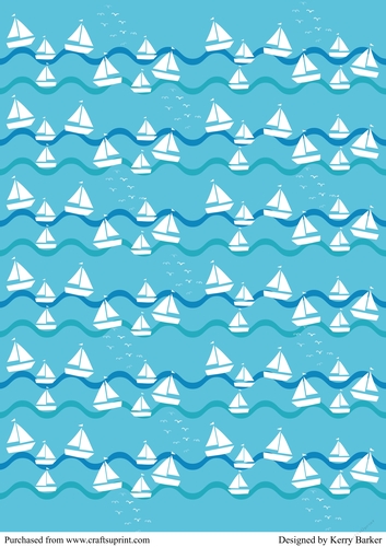 At Sea Nautical Boats & Waves Background Sheet - CUP868152_19582 ...