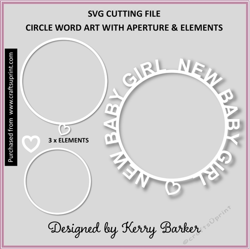 New Baby Girl Circle Word Art & Elements SVG Cutting File - CUP886143 ...