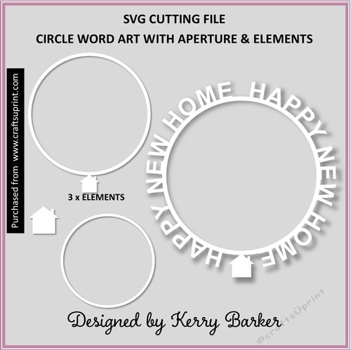 Happy New Home Circle Word Art & Elements SVG Cutting File - CUP886156 ...