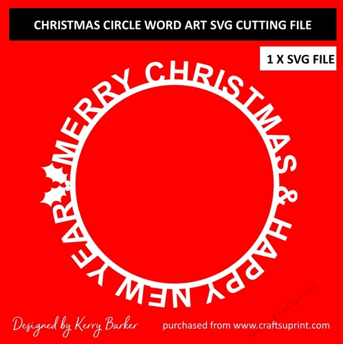 Merry Christmas & Happy New Year Circle Word Art SVG Cutting File ...