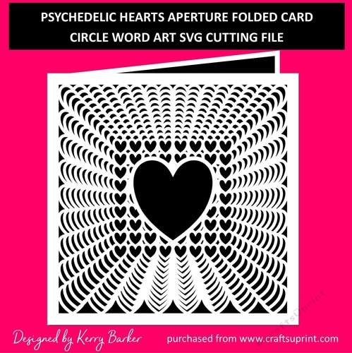 Psychedelic Hearts Folded Card SVG Cutting Template - CUP890923_19582 ...