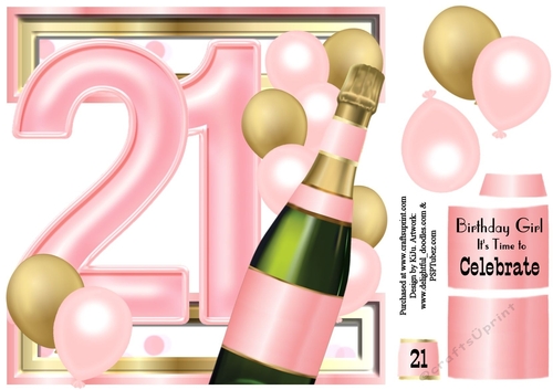 Birthday Celebration Pink & Gold Age 21 - CUP1161099_1072 | Craftsuprint