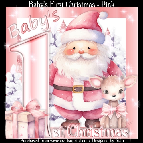 Babys First Christmas - Pink - CUP1251950_1072 | Craftsuprint