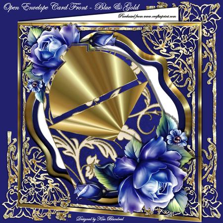 Open Envelope Card Front Mini Kit - Blue & Gold - CUP524951_1072 | Craftsuprint