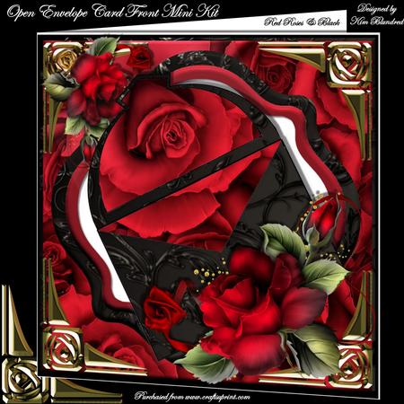 Open Envelope Card Front Mini Kit - Red Roses & Black - CUP527079_1072 | Craftsuprint