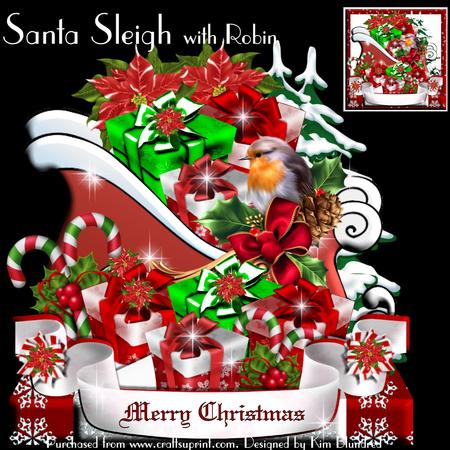 Santa Sleigh - with Robin - CUP644859_1072 | Craftsuprint