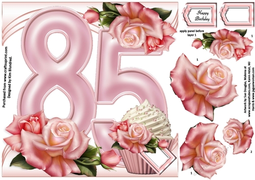 Special Birthday Roses & Cupcakes - Age 85 - CUP828620_1072 | Craftsuprint