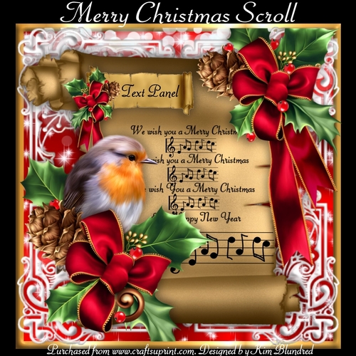 Merry Christmas Scroll with Festive Robin - CUP899539_1072 | Craftsuprint