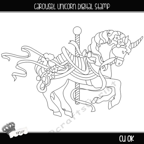 Carousel Unicorn - Digital Stamp - CUP759727_75327 | Craftsuprint