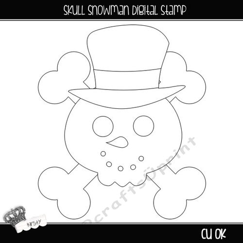 Skull Snowman - Digital Stamp - CUP759771_75327 | Craftsuprint